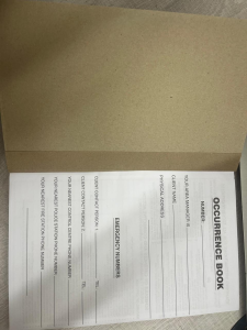 Occurrence Book - OB Book - Romi Tactical and Safety